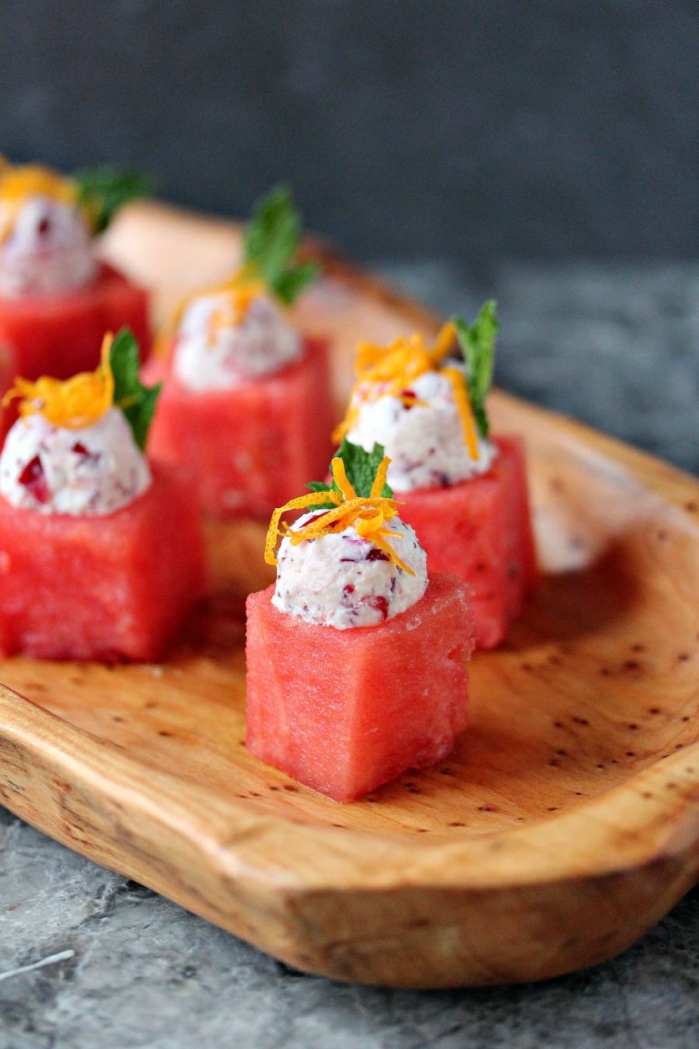 Watermelon Cups with Cranberry Mascarpone